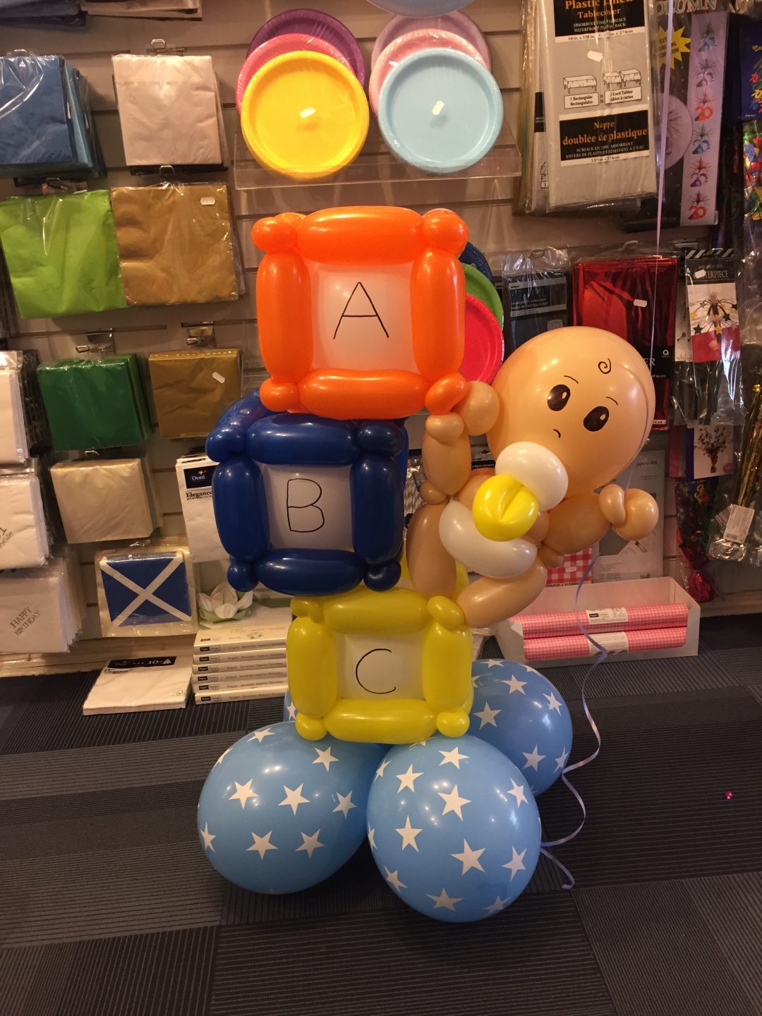 baby and building blocks balloon base - One Stop Party Shop